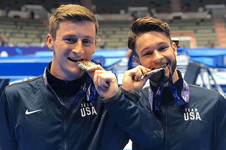GYMNASTICS: Gluckstein & Shostak win World Cup Synchro Trampoline in ...